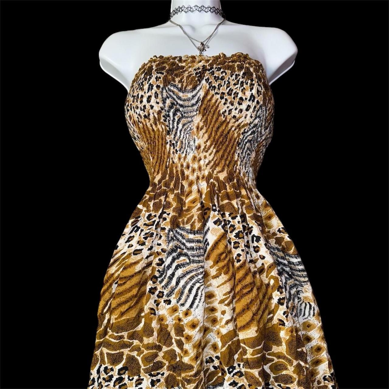 Y2K Cheetah Print and Zebra Print Dress☆ tiny hole... - Depop