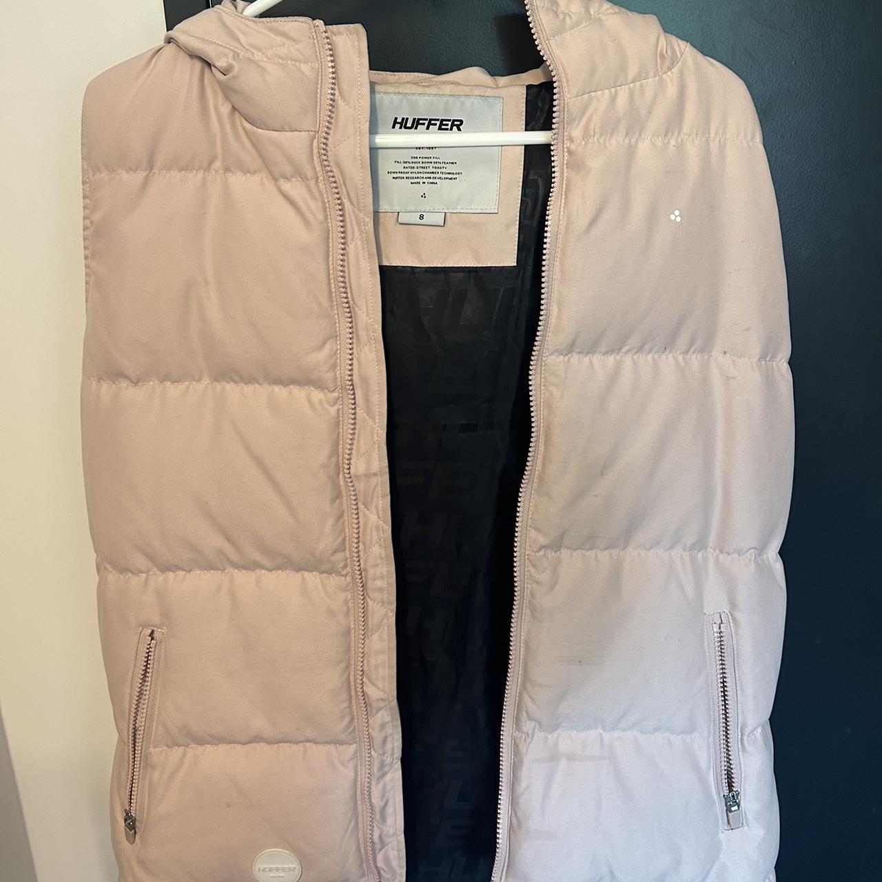 Pink huffer puffer vest Size 8 - Depop