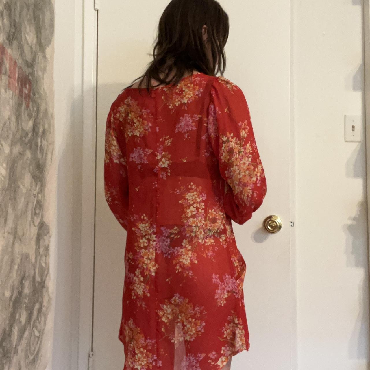 Vintage Sheer floral cover up Brand: Lily White - Depop