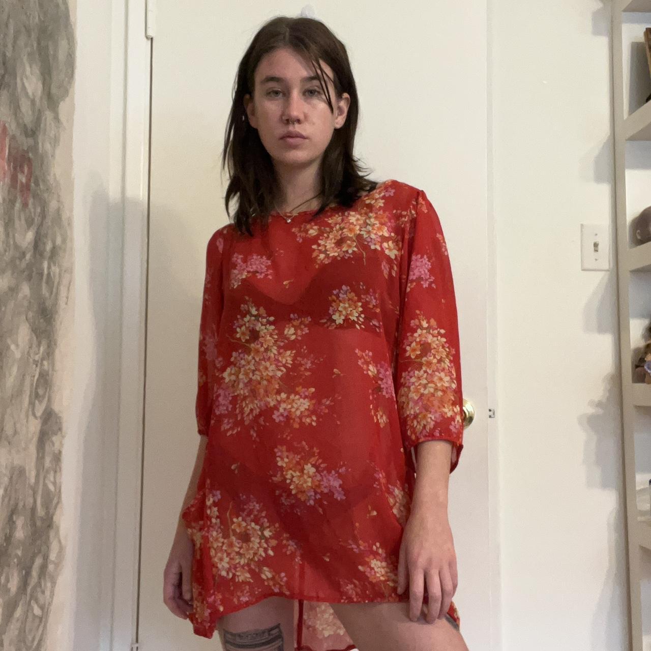 Vintage Sheer floral cover up Brand: Lily White - Depop