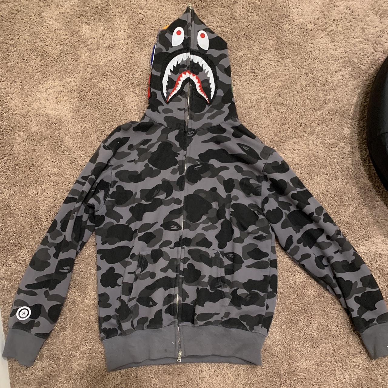 Medium, Bape zip-up hoodie, don’t really wear as much. - Depop