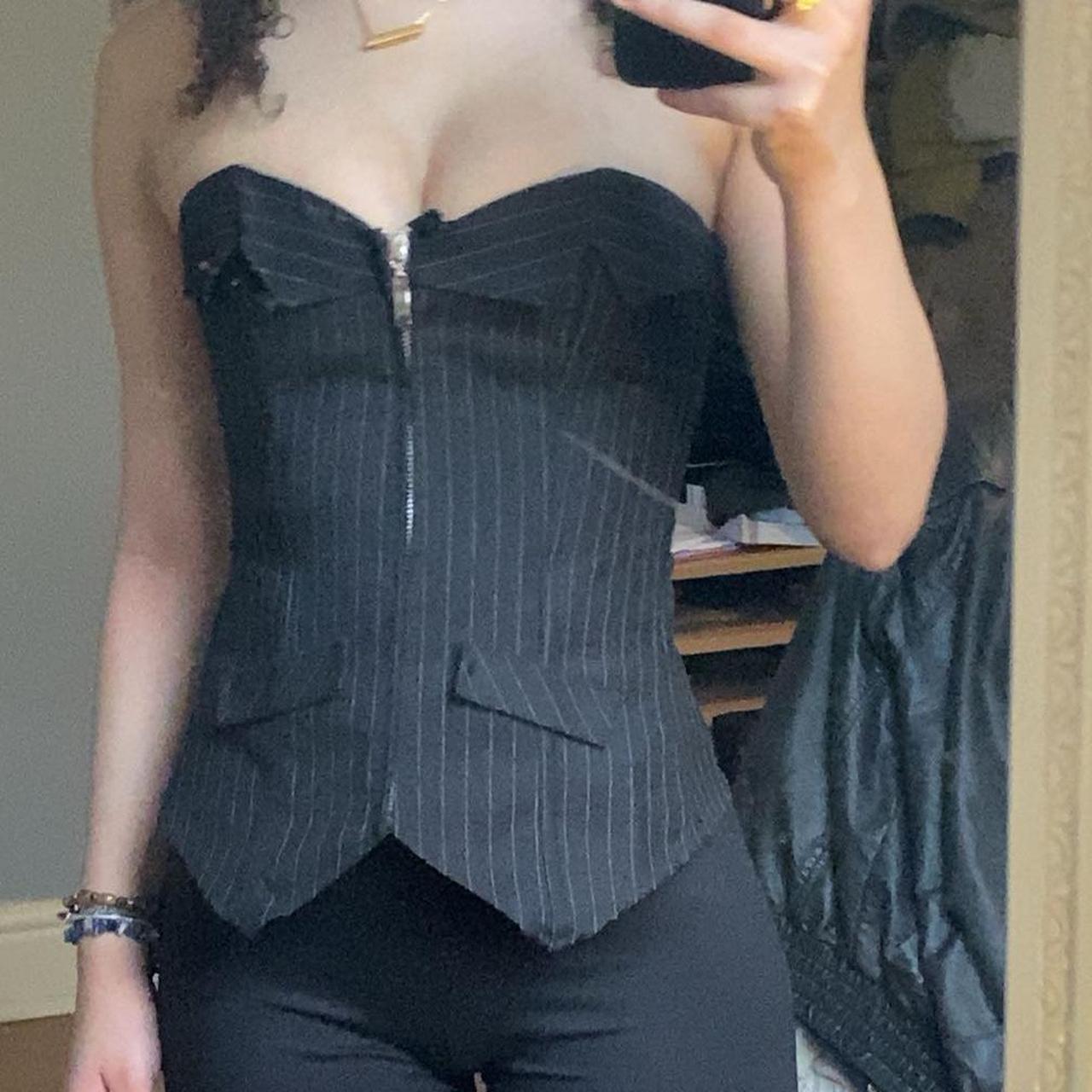 Bandeau black pinstripe shirt style corset I am a... | Depop