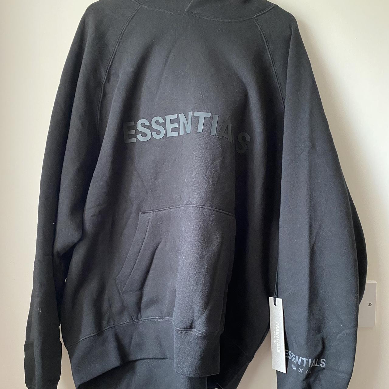 authentic black essentials hoodie size small never... - Depop