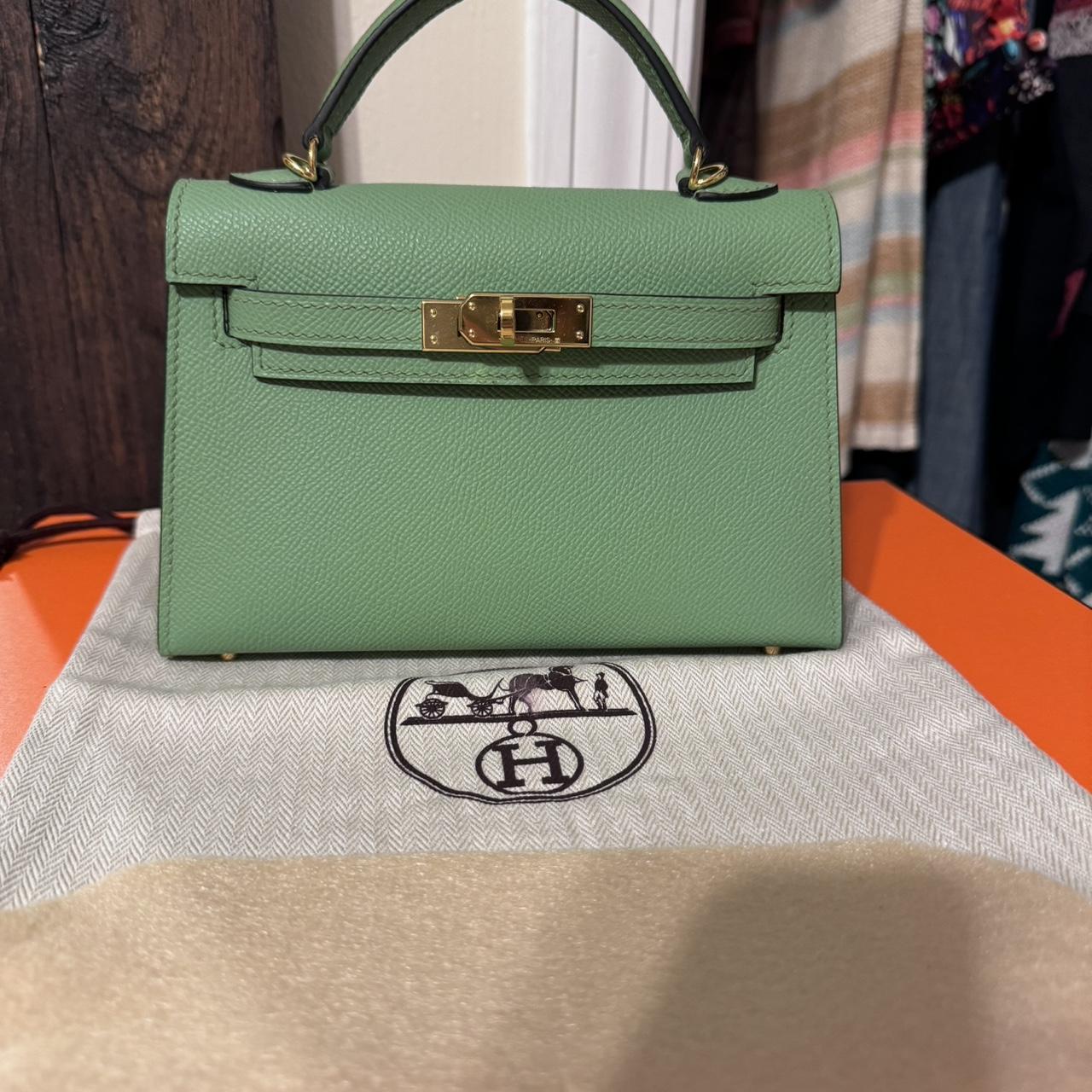 Hermès Kelly II Sellier Mini Vert Criquet Chevre... - Depop