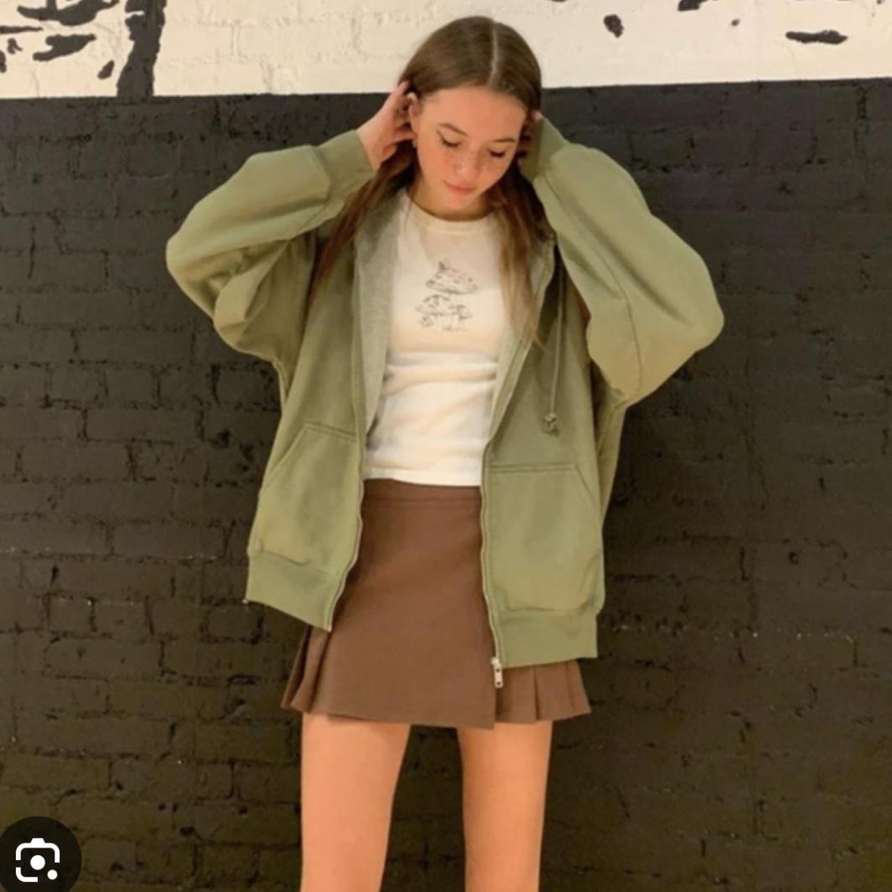 Super cute oversized brandy melville zip up hoodie!... | Depop