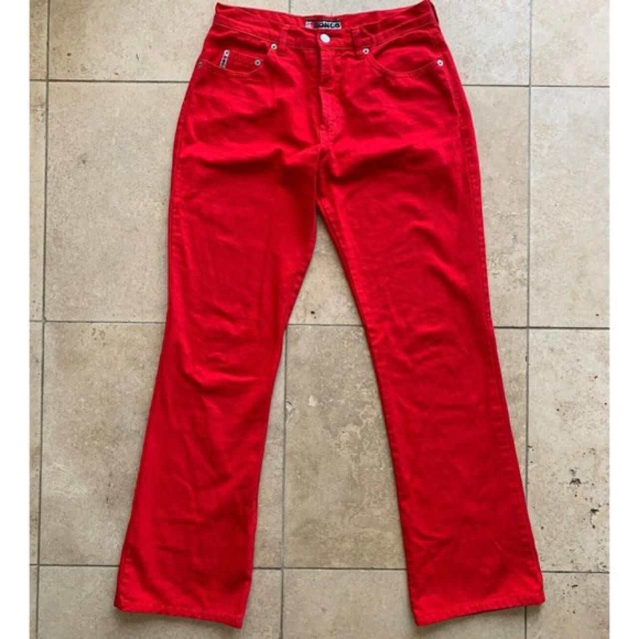 Vintage 90s Bongo Jeans Red Denim Pants Size 7 Made... - Depop