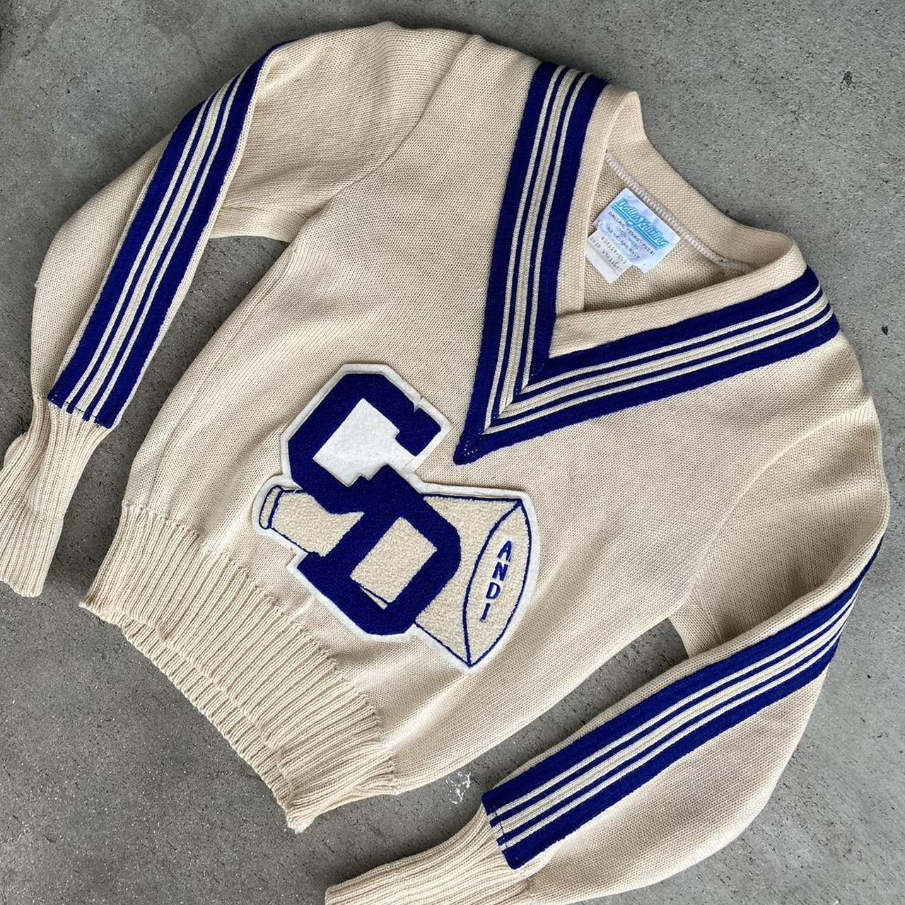 True vintage 100% wool varsity sweater Fits like XS... - Depop
