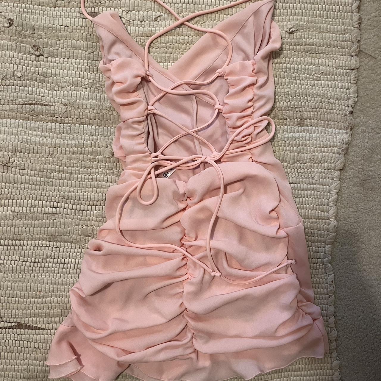 lucy in the sky light pink dress ties in the back - Depop