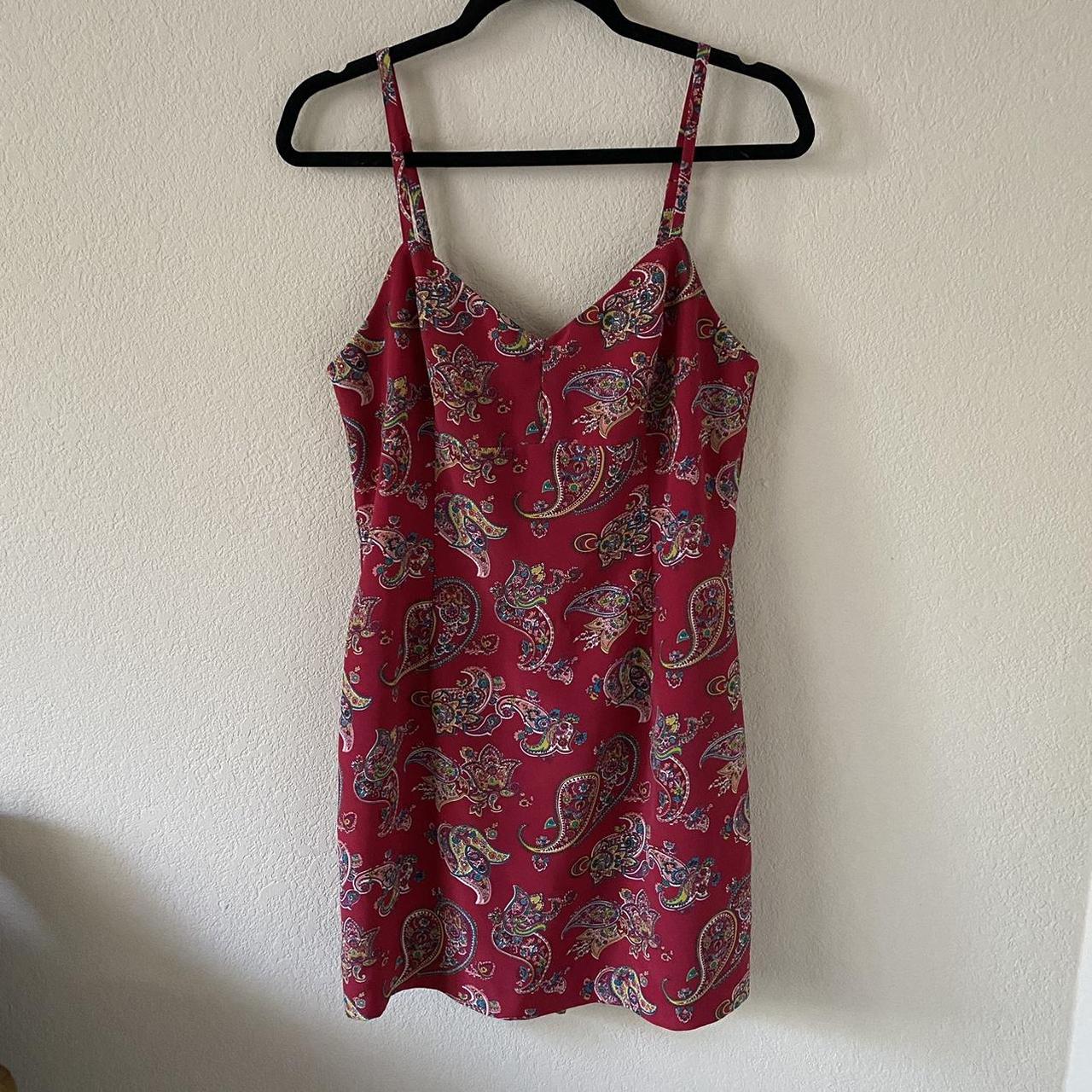 vintage express red paisley romper size 9/10, fits... - Depop