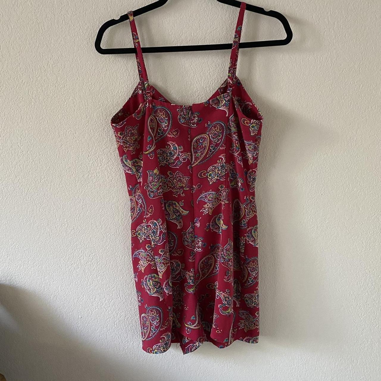 vintage express red paisley romper size 9/10, fits... - Depop