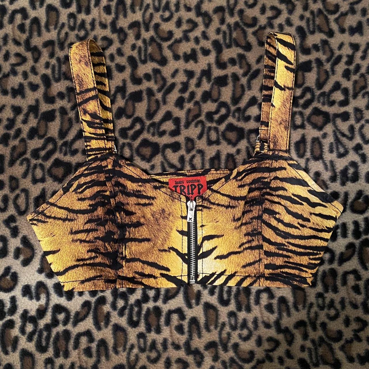 tripp nyc tiger extra crop top w/ front middle... - Depop