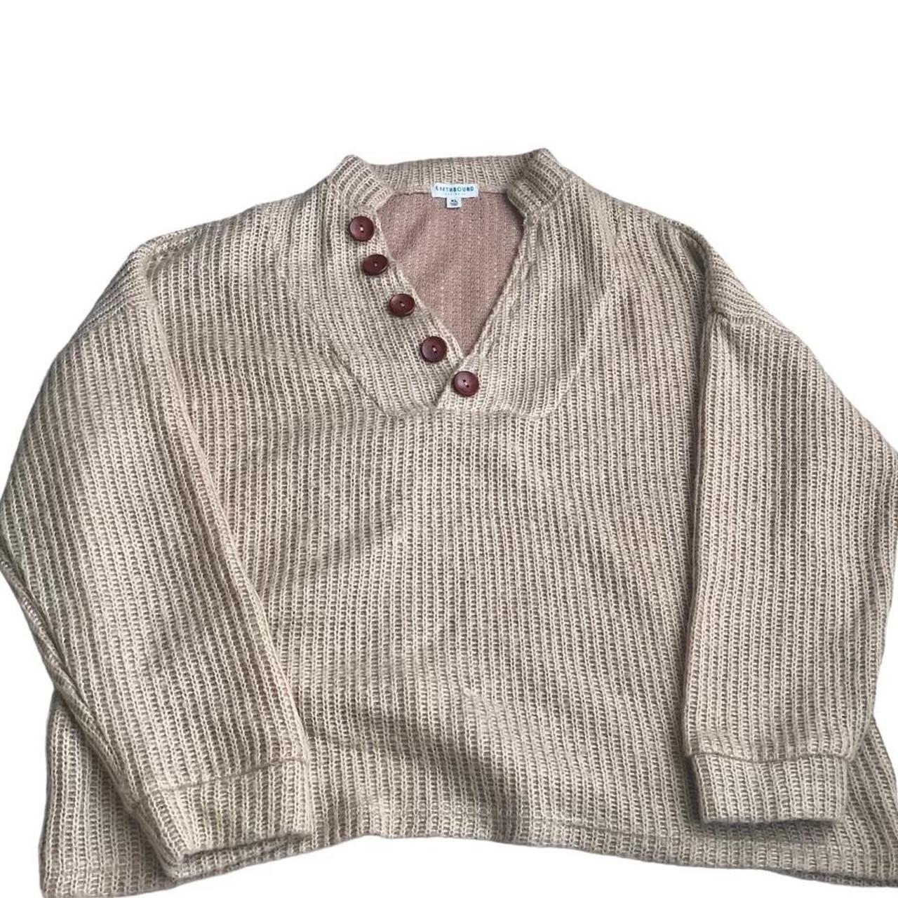 Earthbound Trading Co Light Brown Boho Button Up... - Depop