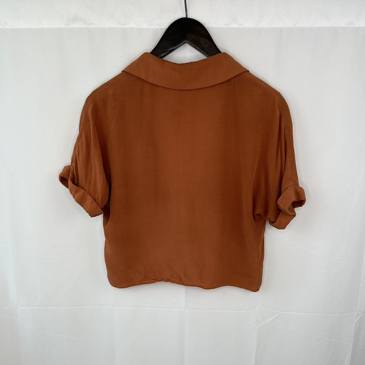 Satin copper cropped blouse Urban Outfitters super... - Depop