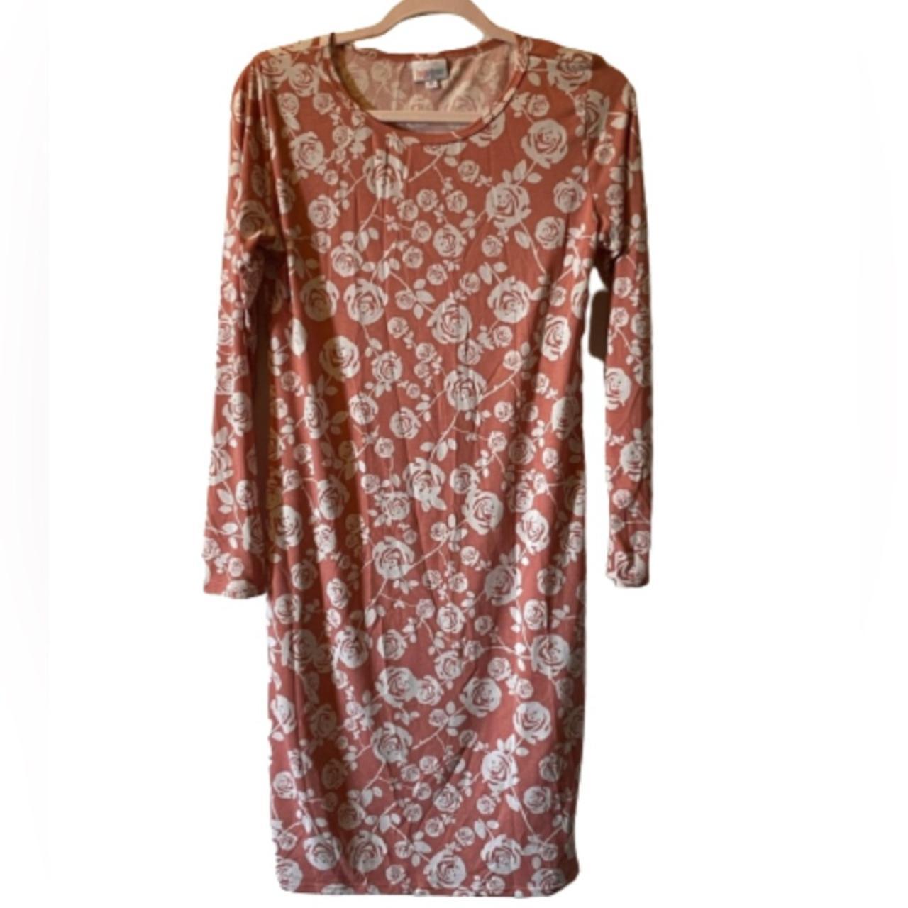 LuLaRoe Women's Pink and White Dress | Depop