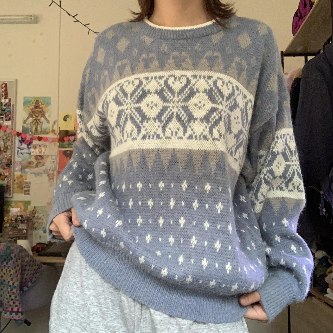 cute blue icy winter sweater look i know it is not... - Depop