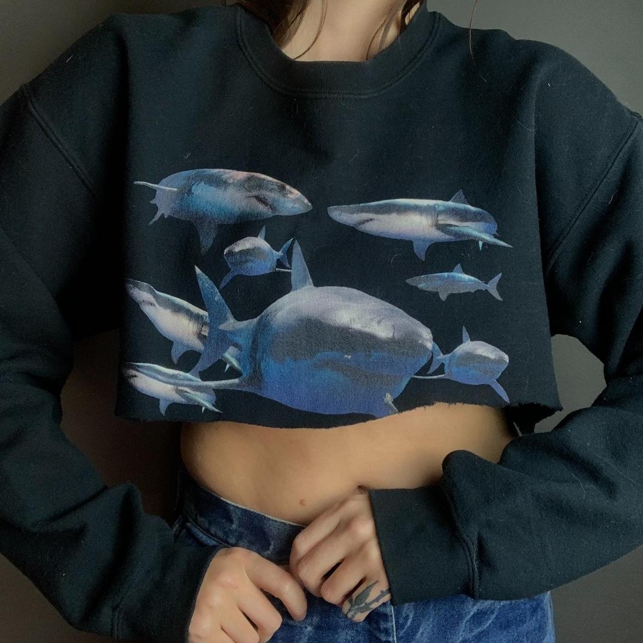 Shark crop sweater #sharkweek #ocean #savethesharks - Depop