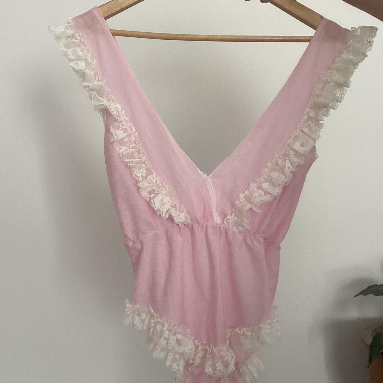 Vintage Cute Frilly Lingerie Bodysuit V Neckline Depop