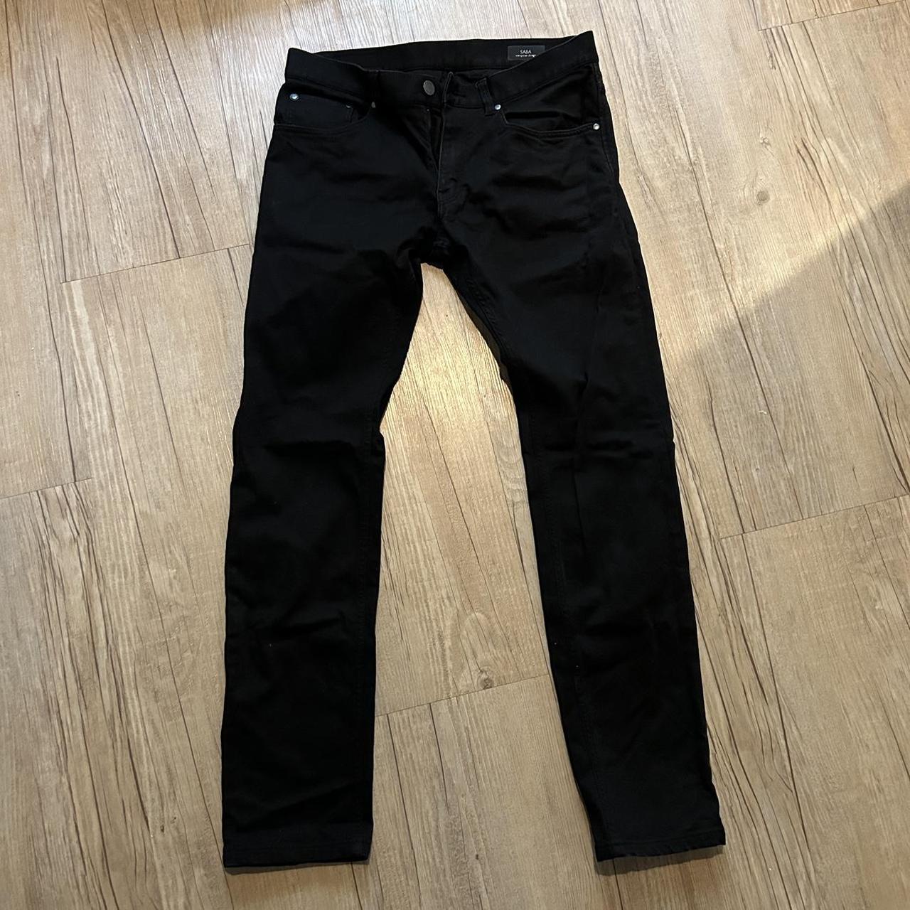 Men’s SABA slim leg black jeans- size 32 Mid-rise... - Depop