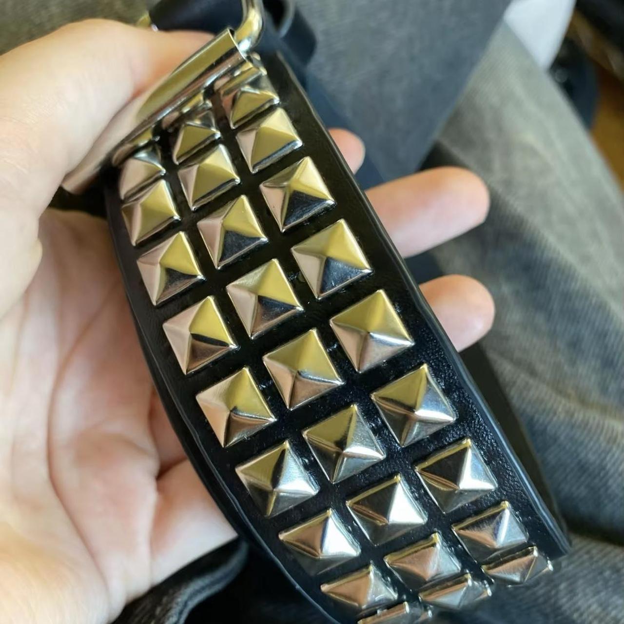 Black studded belt with silver studs. Punk Y2K... - Depop