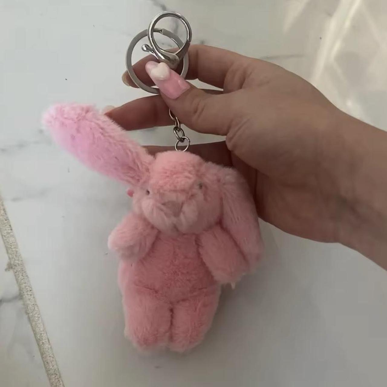 Pink Bunny bag charm keychain jellycat style- big... - Depop
