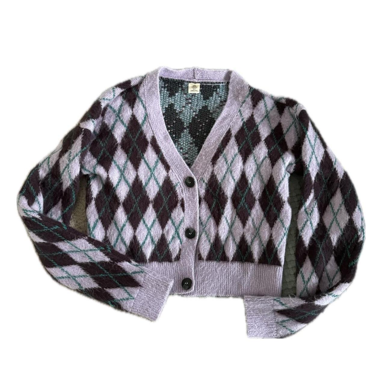urban outfitters purple argyle cardigan 🪻 only worn... - Depop