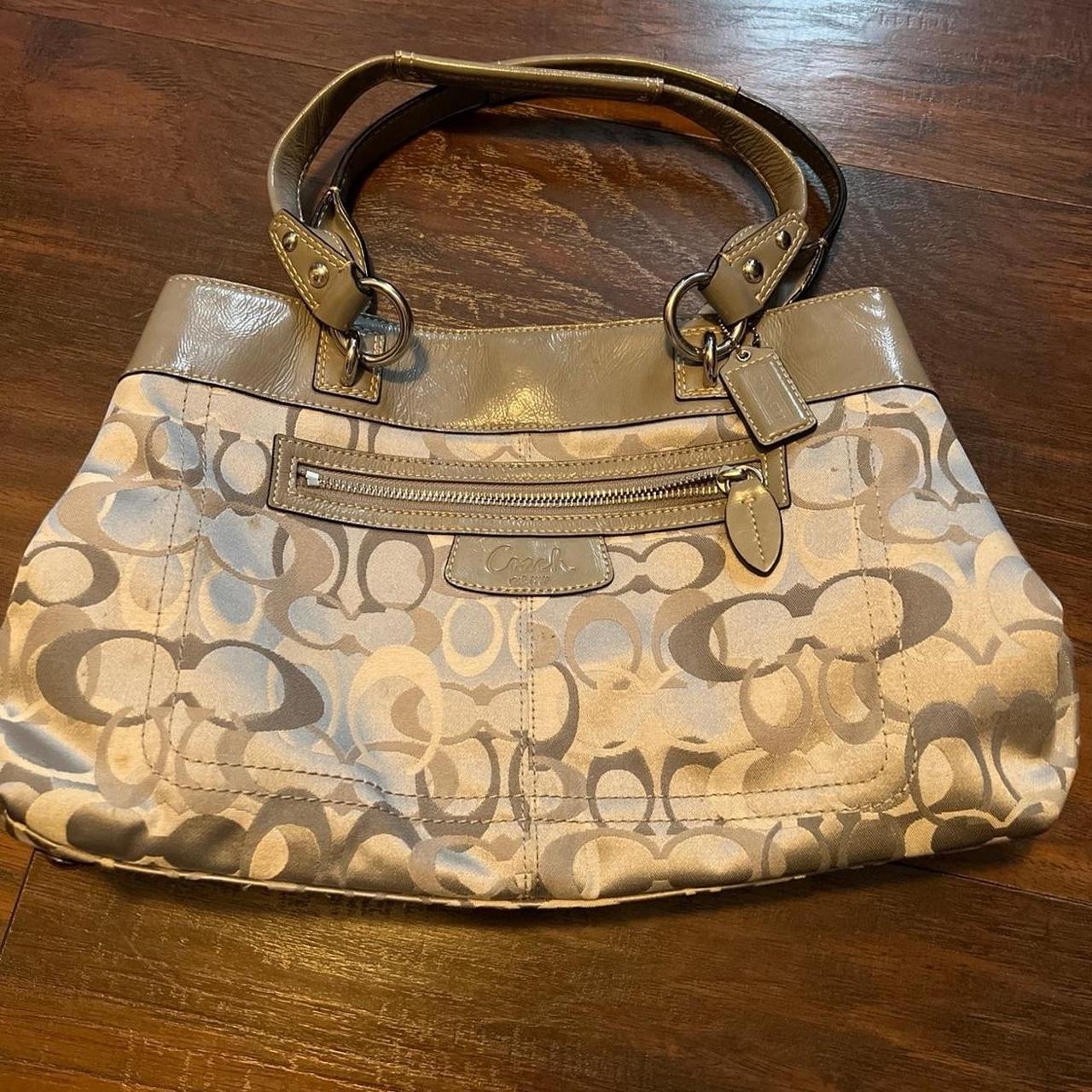 Grey Coach bag with purple interior Only flaw is... - Depop