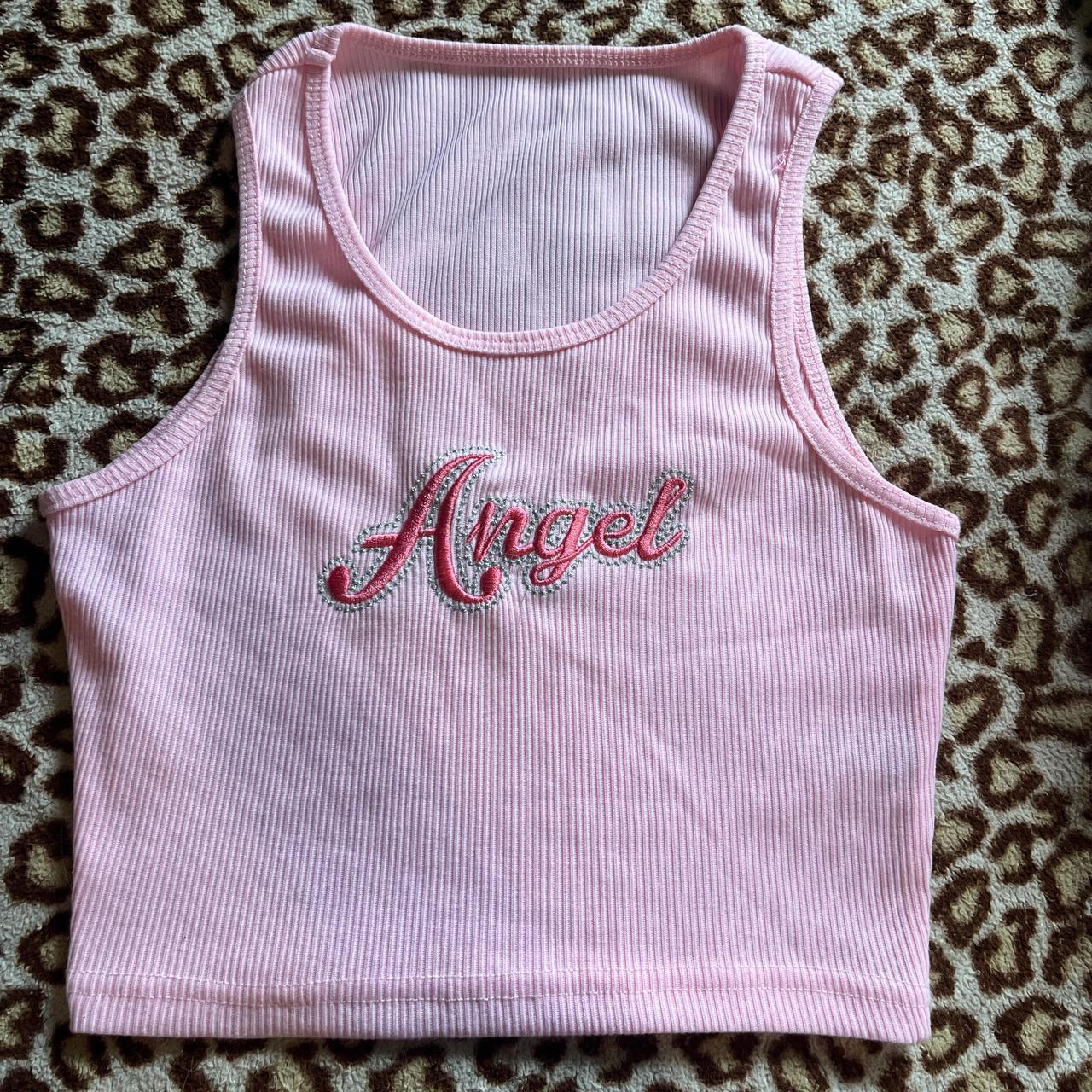 2000s pink Angel tank top, size small, never worn - Depop