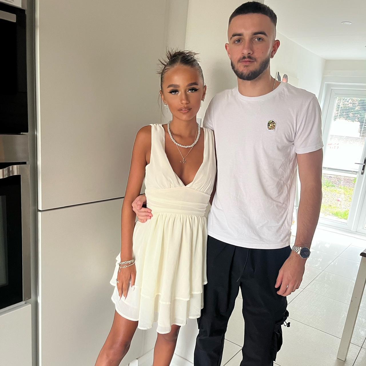 shein cream dress worn once - Depop