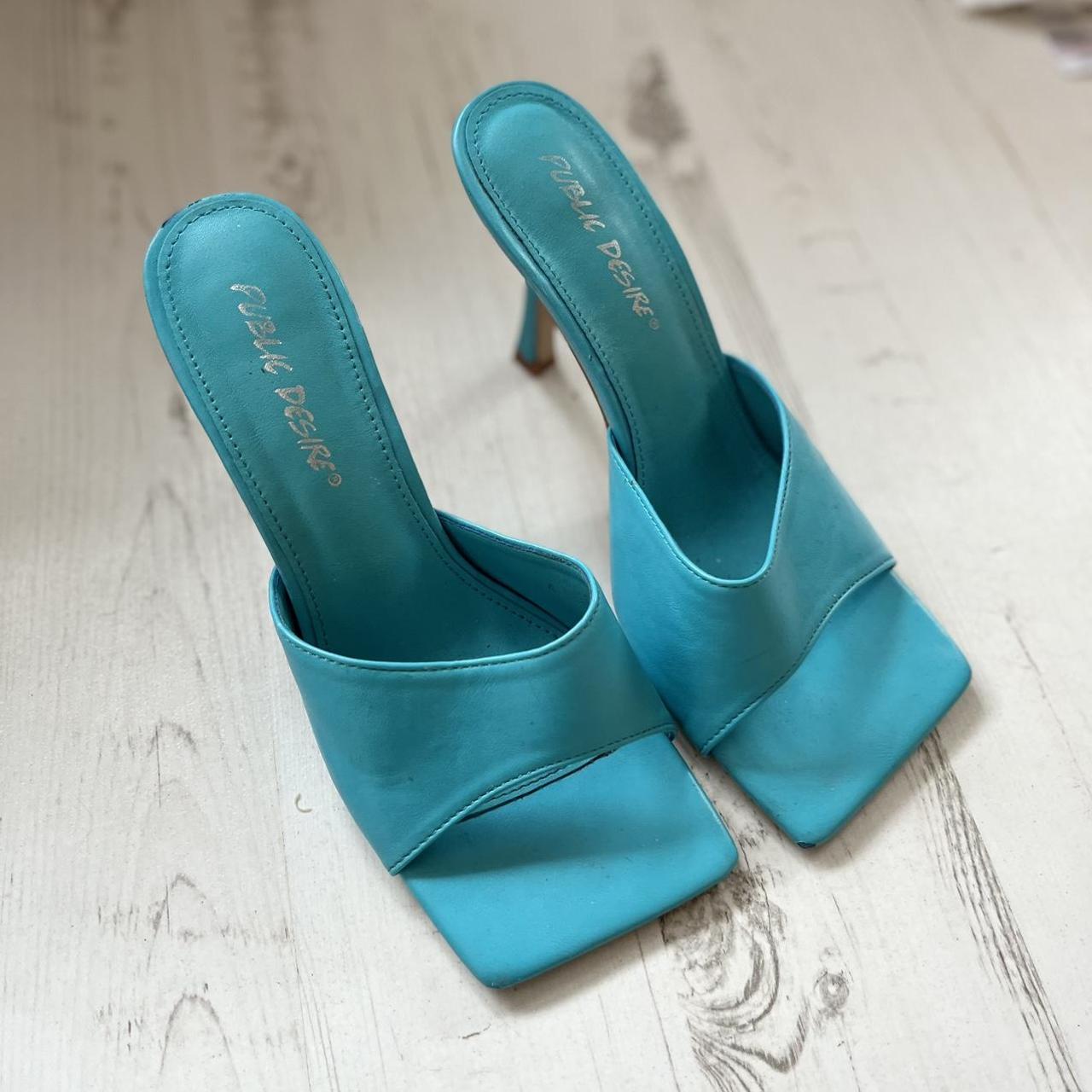 Public desire blue mule heels, size 4. Worn once, in... - Depop