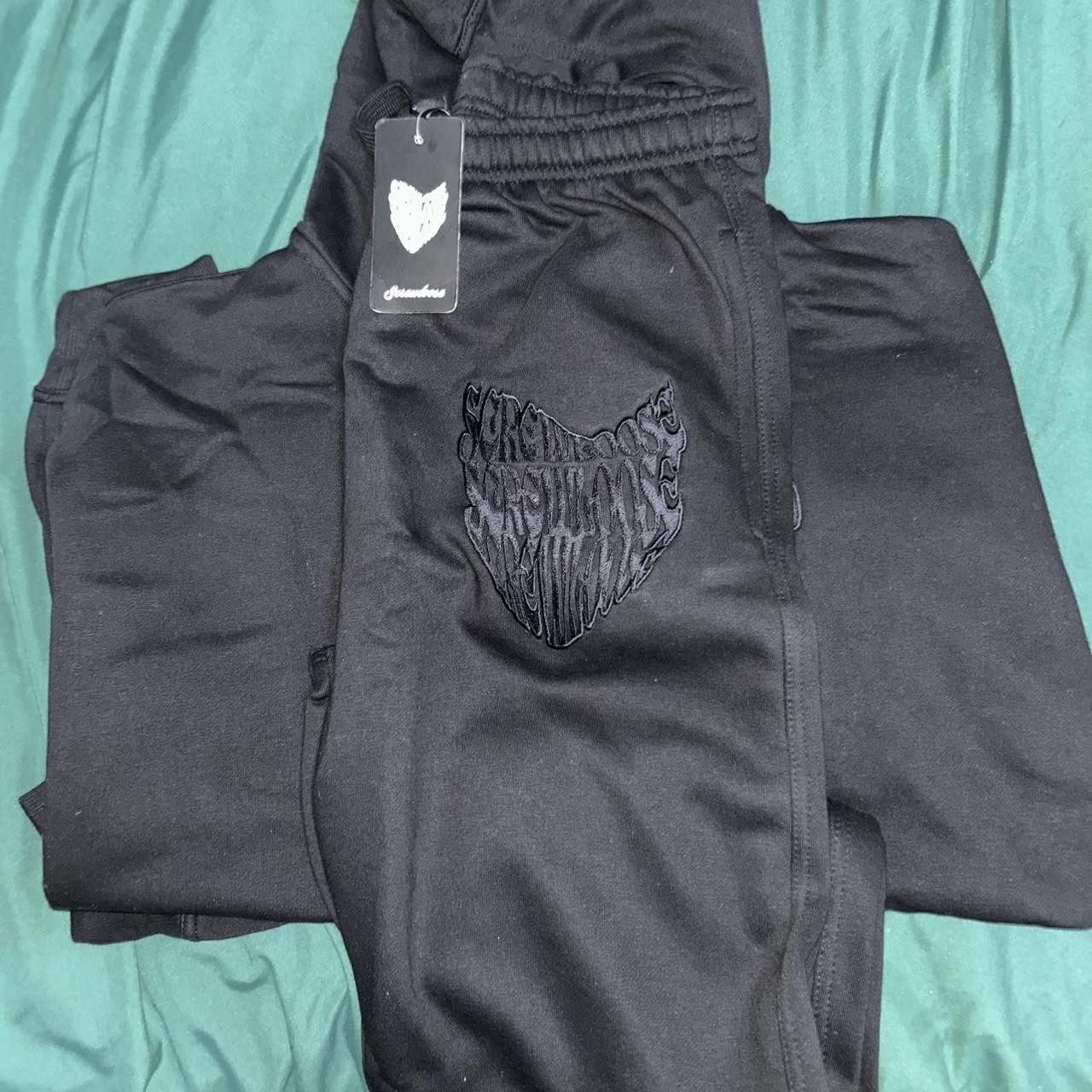 Triple black og screwloose tracksuit Top and... | Depop