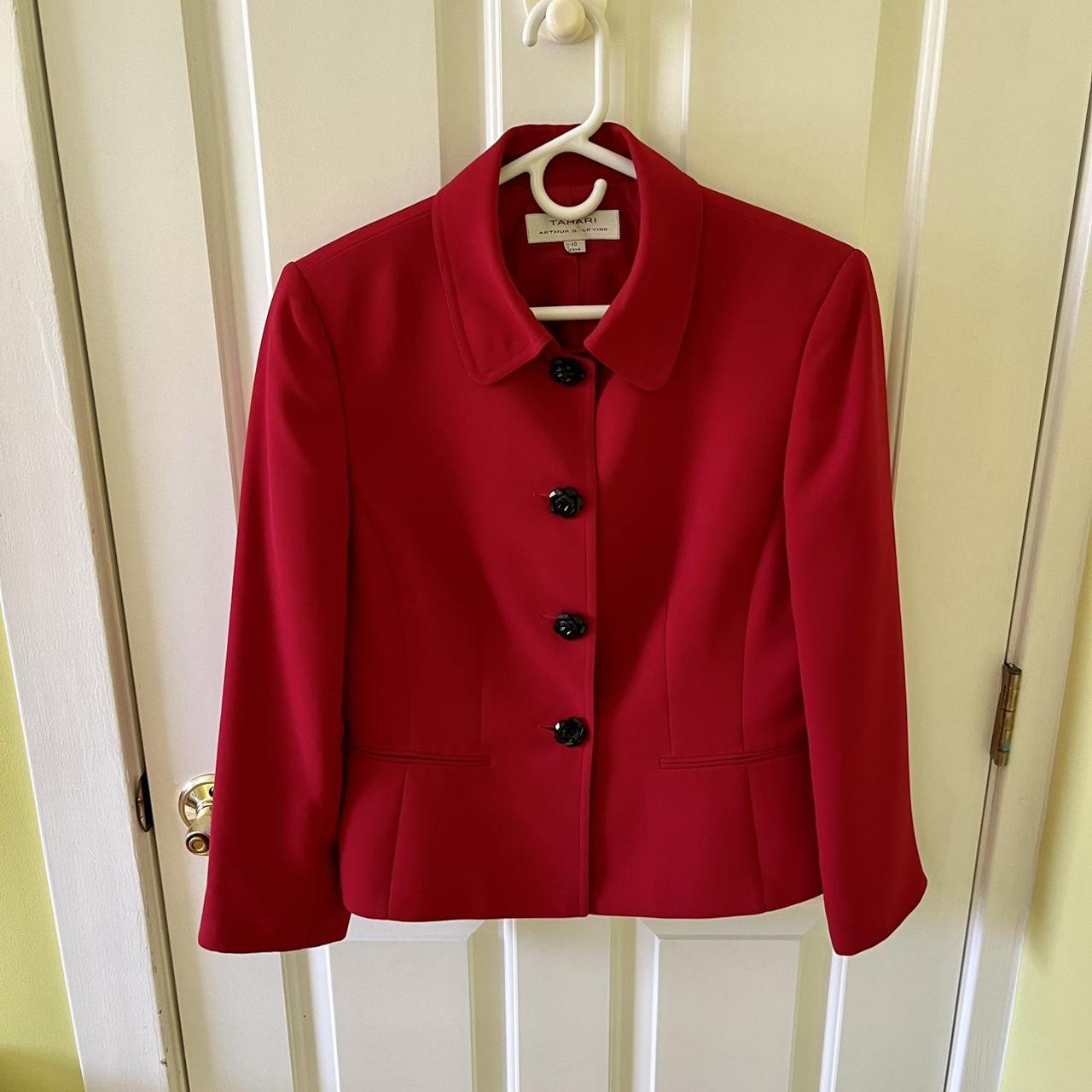 Barely ever worn designer red cropped length blazer.... - Depop