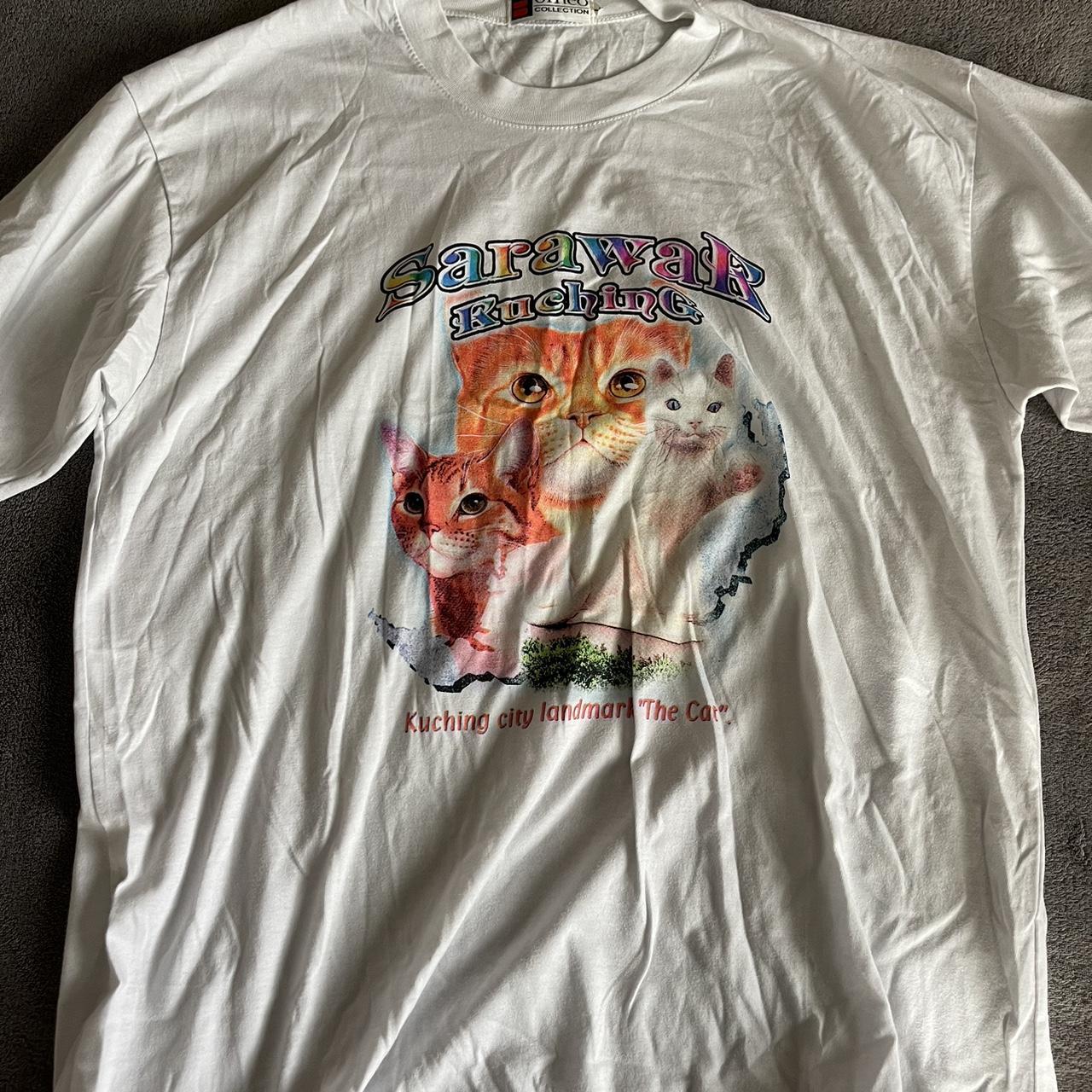 Funny cat graphic tee! Size large. Super... - Depop