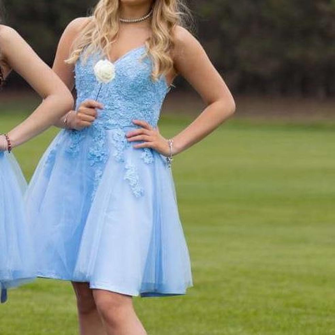 a size small blue dress. only worn once to a... - Depop