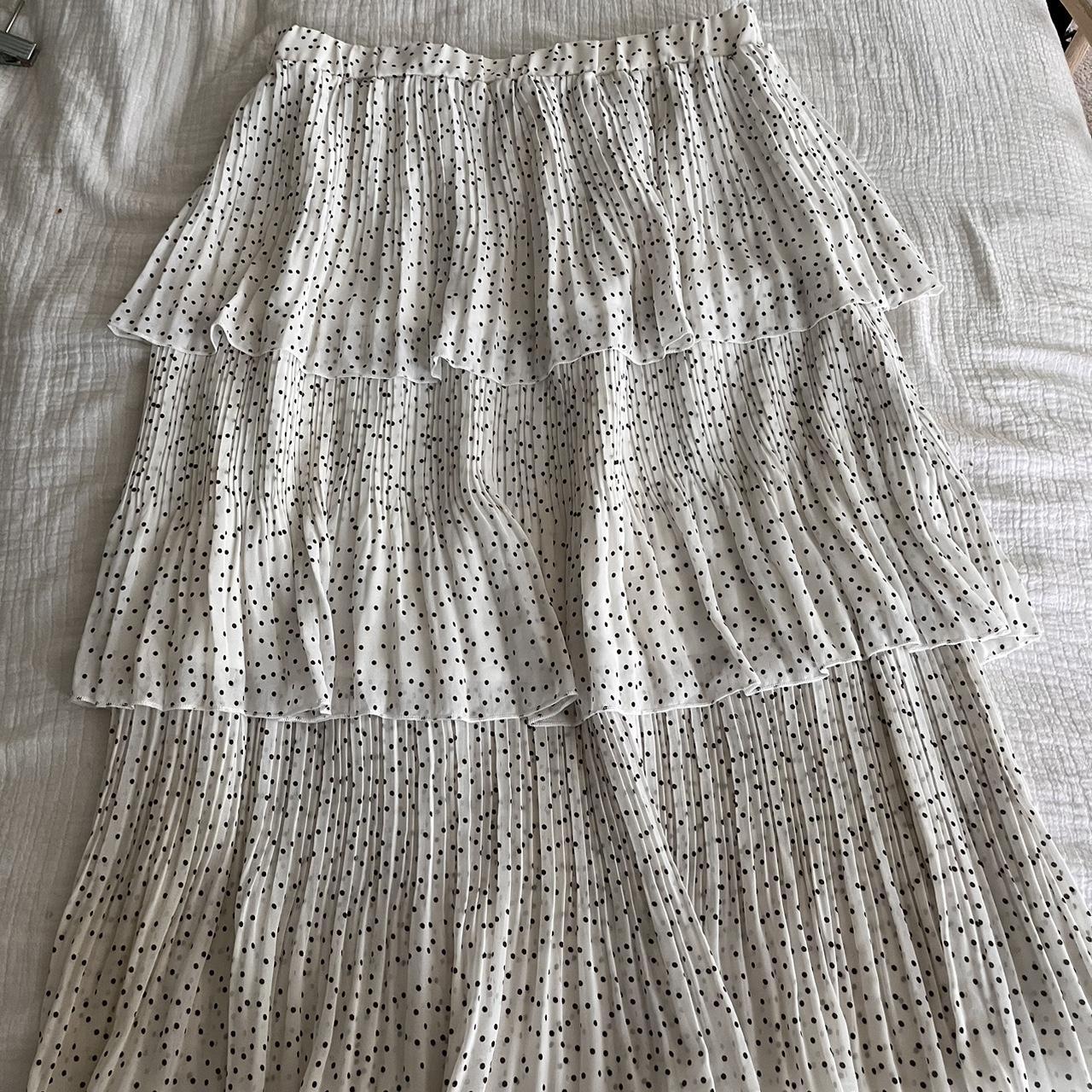 three tiered polka dot skirt size large but fits... - Depop