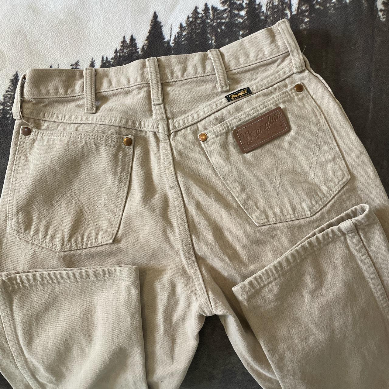 the coolest wrangler tan jeans, absolutely nothing... - Depop