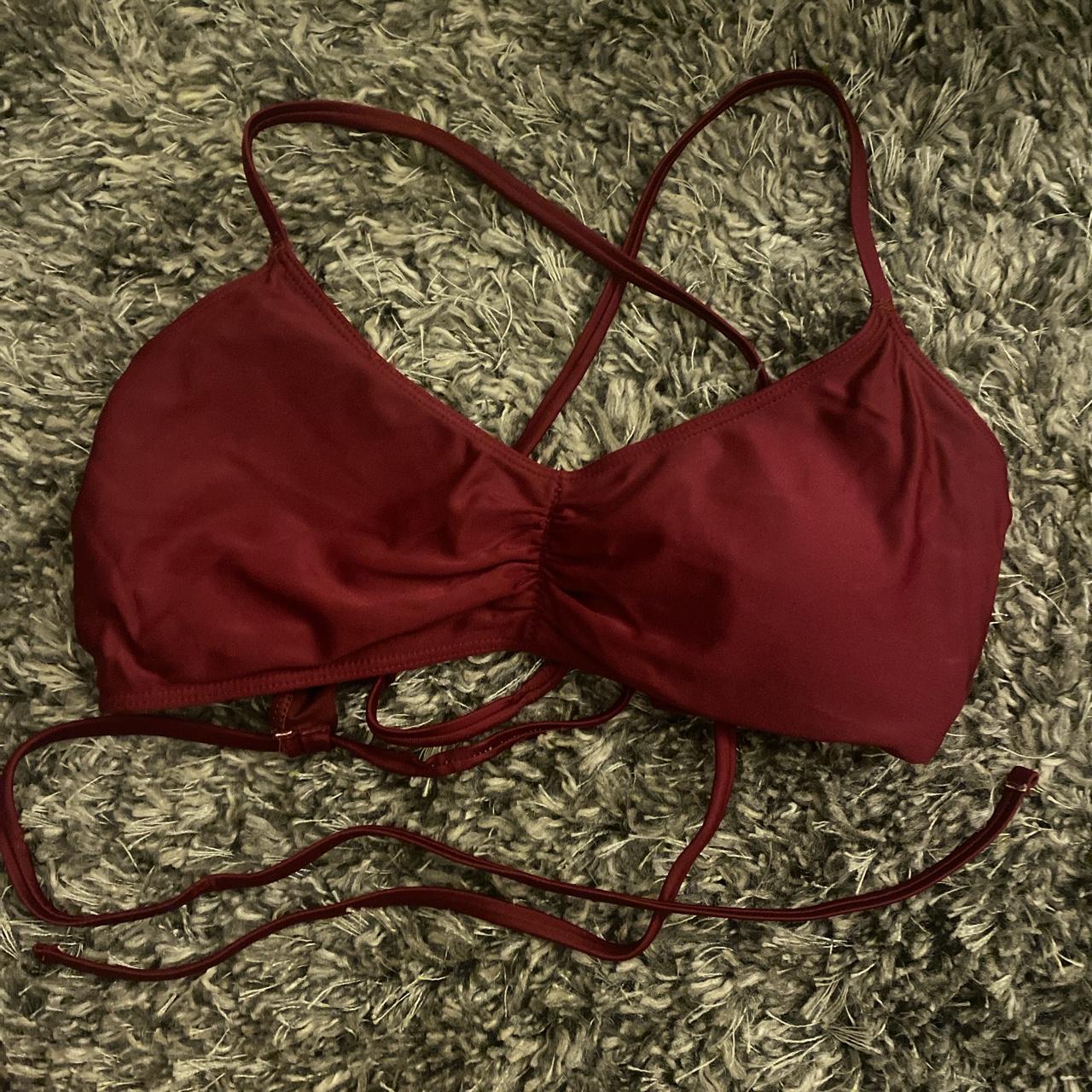Aerie burgundy bikini top. Ties in back and makes a... - Depop