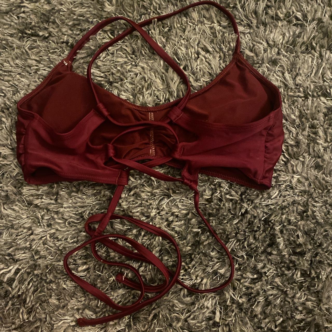 Aerie burgundy bikini top. Ties in back and makes a... - Depop