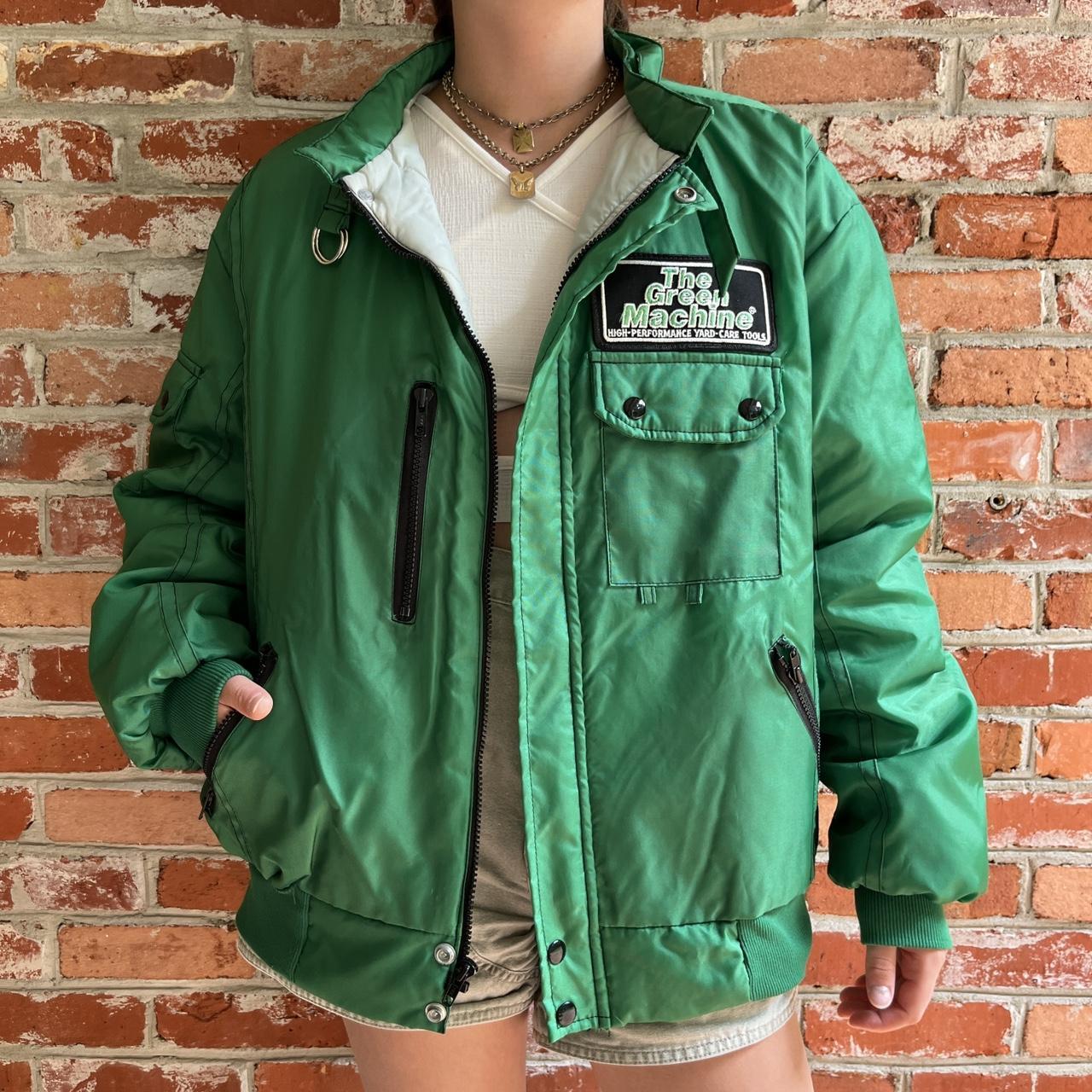 Vintage green trucker jacket “The Green Machine”... - Depop