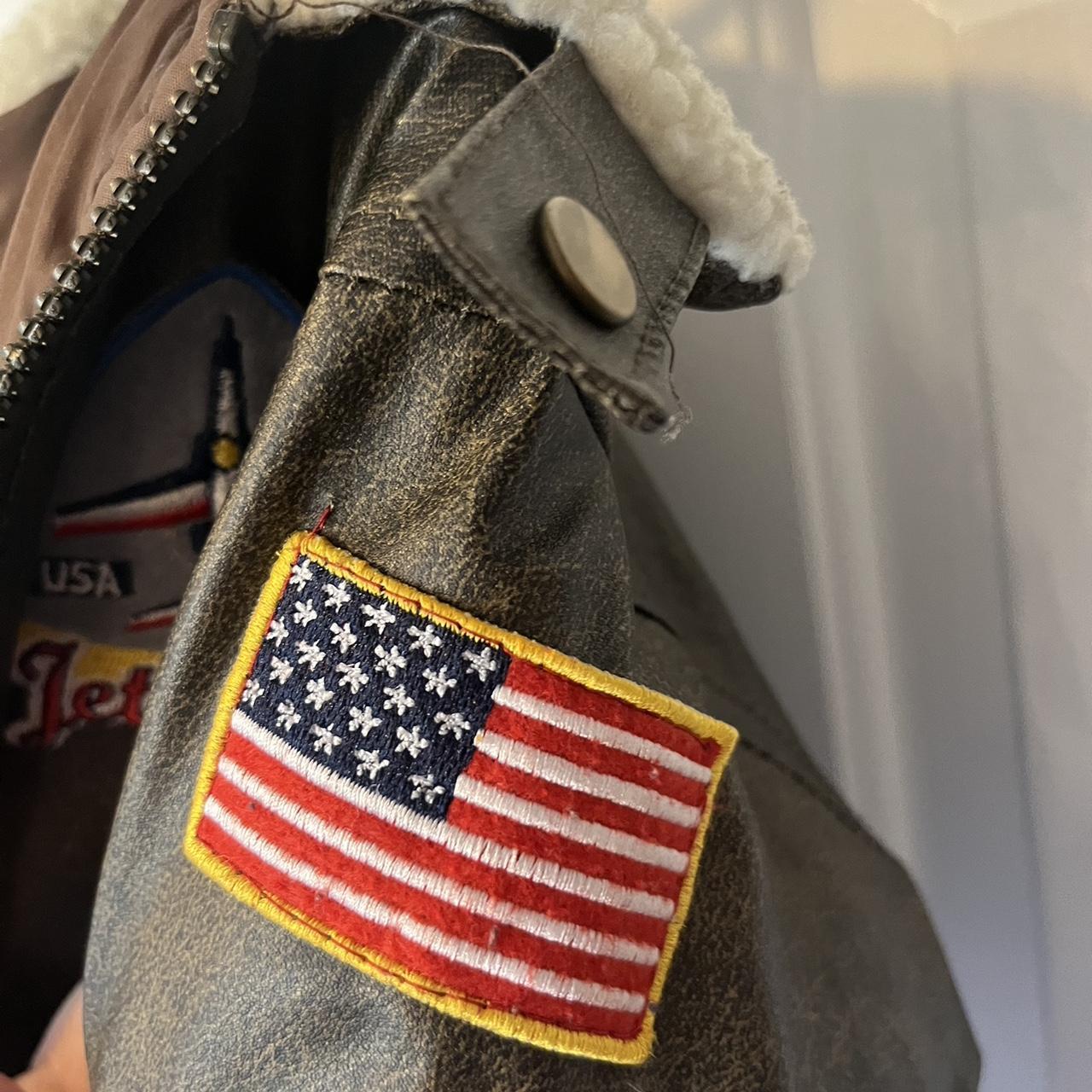 little boys vintage leather jacket patches talia... - Depop