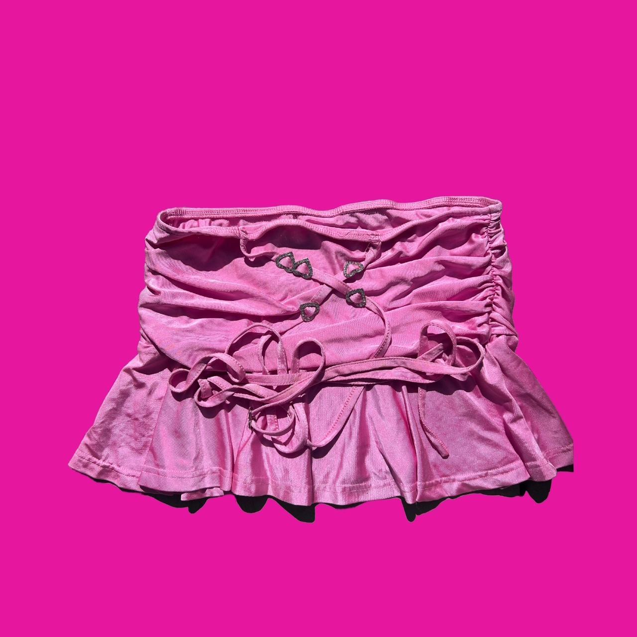 Pink y2k heart ruffle mini skirt #y2k #miniskirt... - Depop