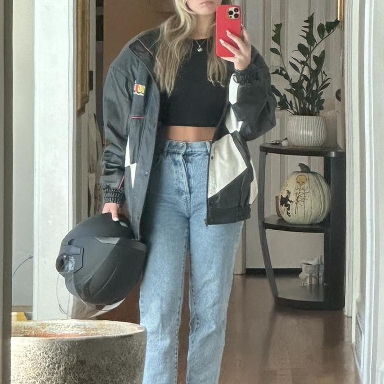 VINTAGE LEATHER NASCAR RACING BOMBER JACKET stunning... - Depop