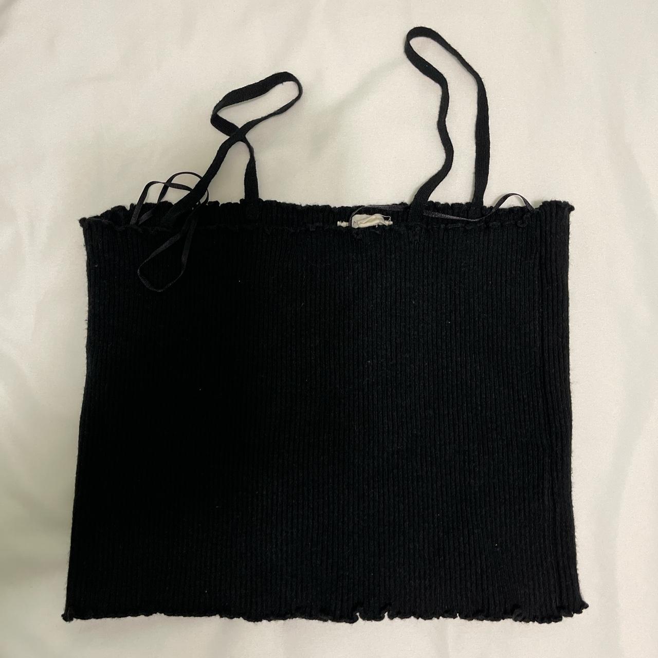 PACSUN cropped black top spaghetti strap tank in... - Depop