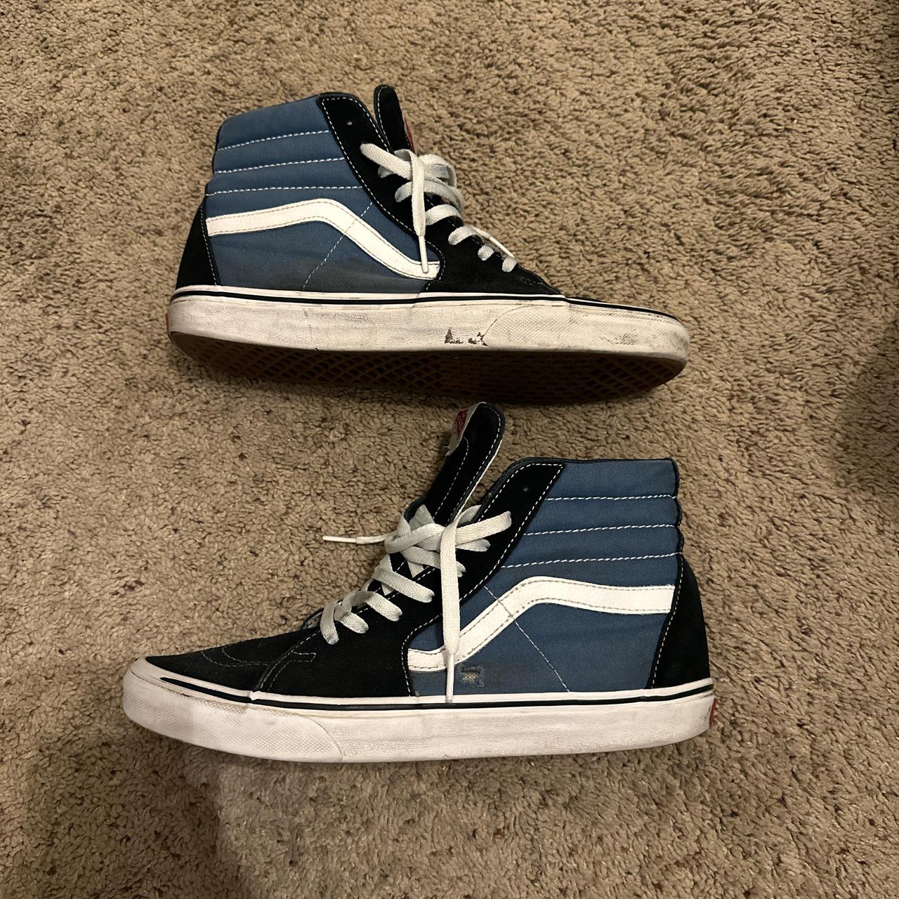 vans sk8 hi blue/black colorway. yeah these are beat... - Depop