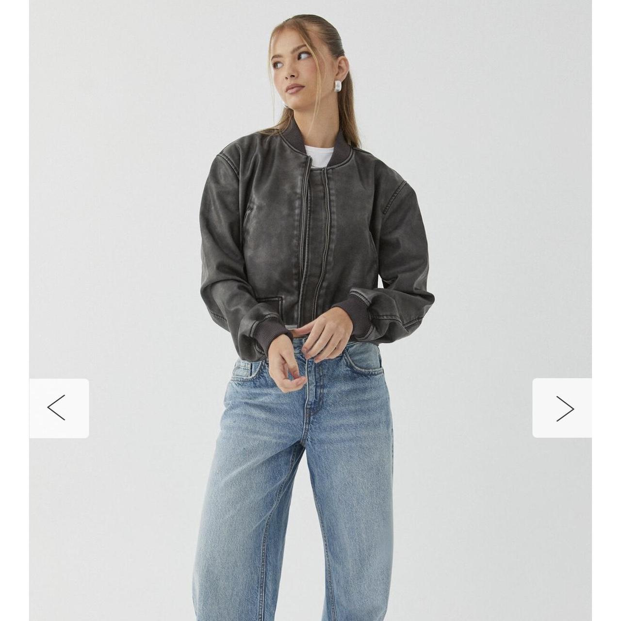 Supré bomber jacket 🤍 faux leather, ribbed... - Depop