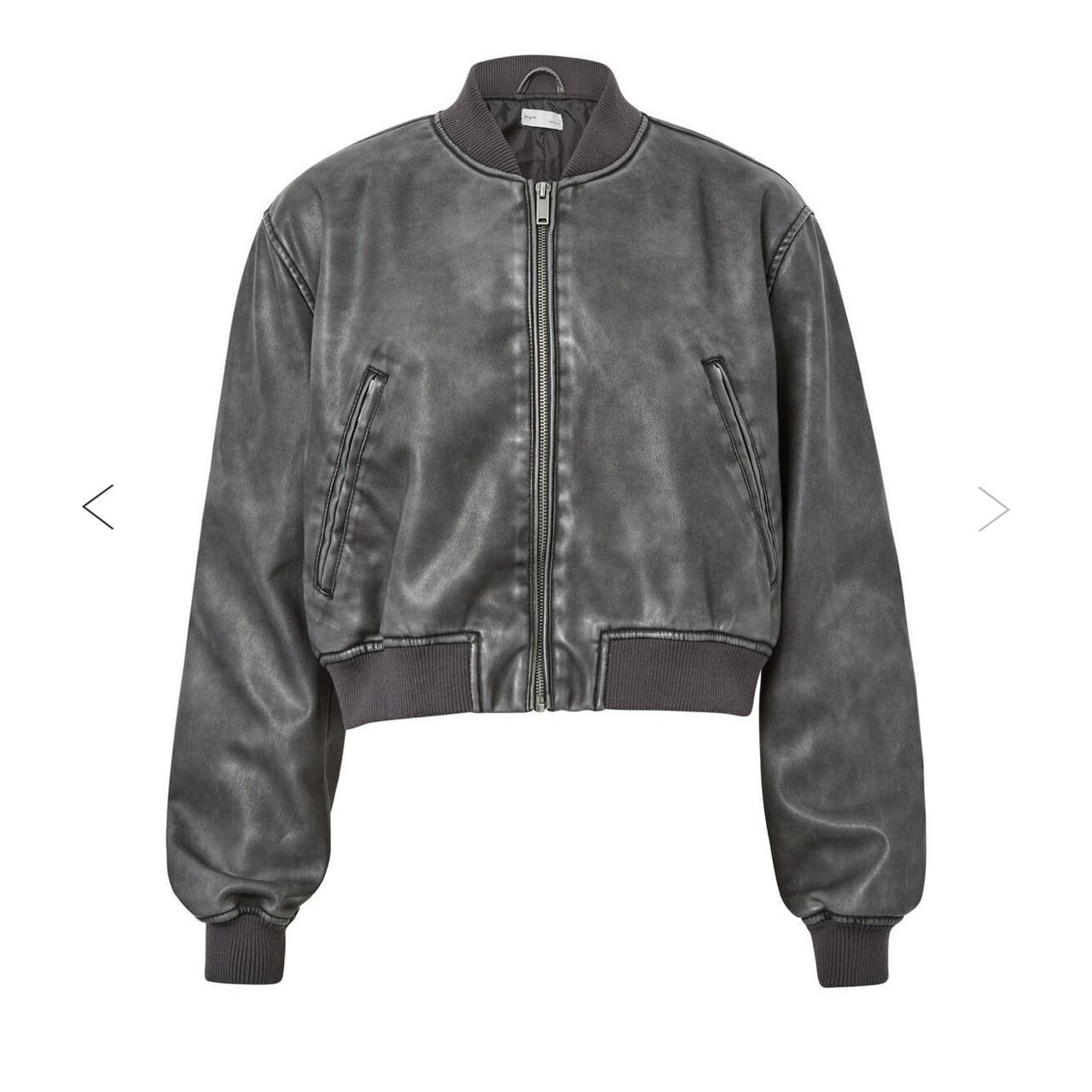 Supré bomber jacket 🤍 faux leather, ribbed... - Depop
