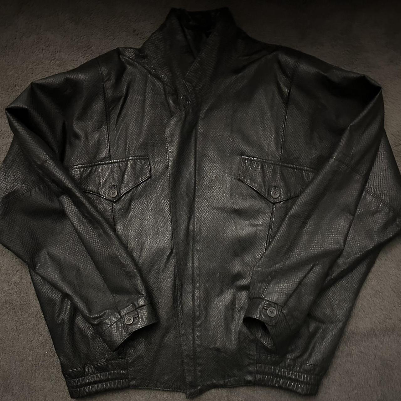 Marcol branded leather jacket - crazy baggy fit -... | Depop