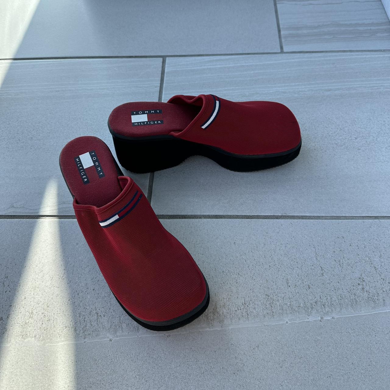 Tommy Hilfiger Women's Red Clogs | Depop