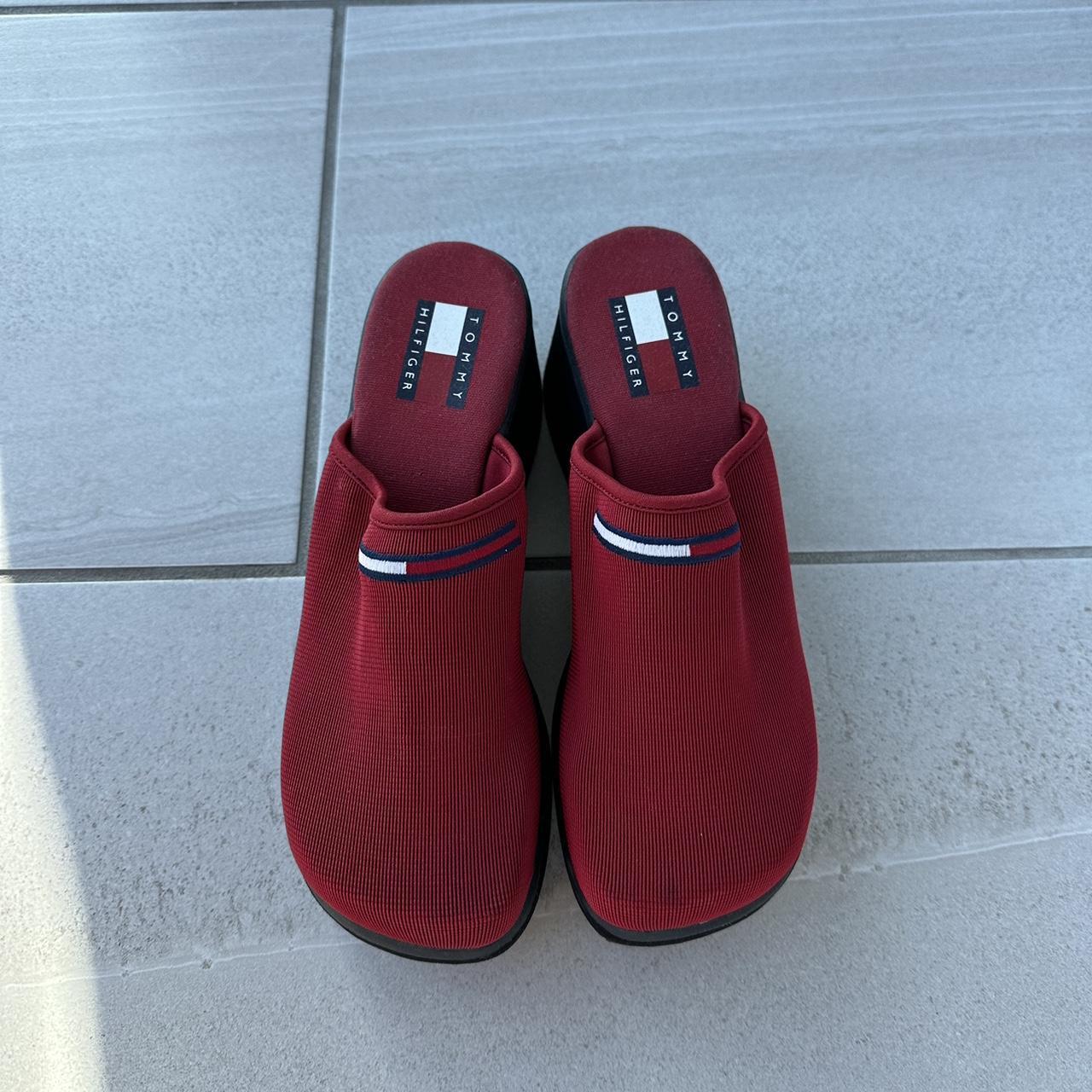 Tommy Hilfiger Women's Red Clogs | Depop