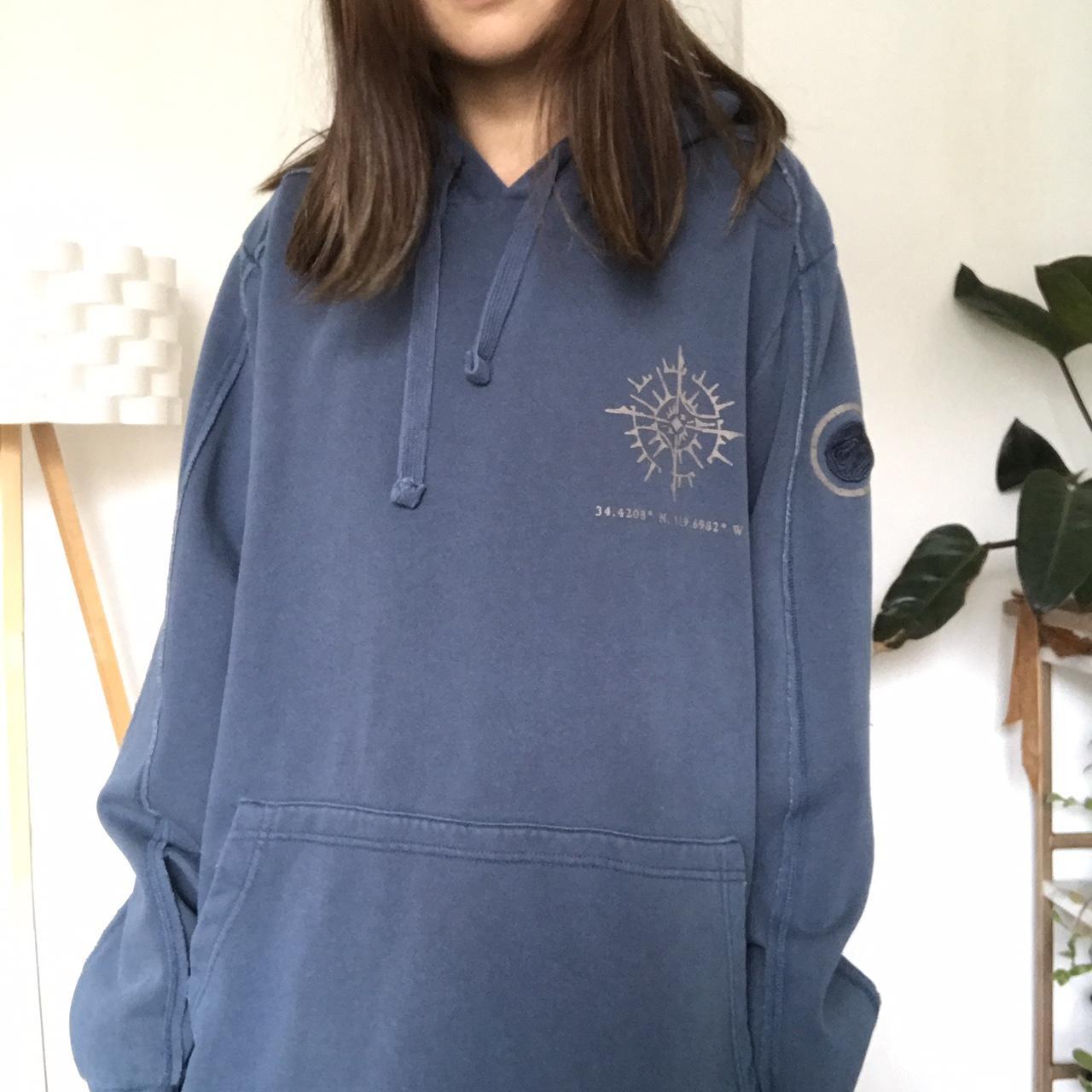 blue hoodie with compass graphic Free shipping on... - Depop