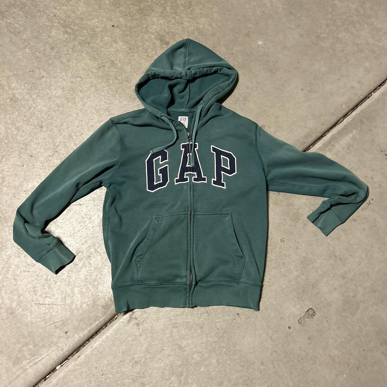 Dark green gap zip up Size small Fits... - Depop